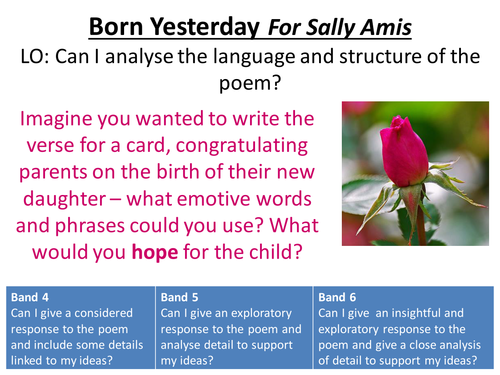 GCSE Poetry "Born Yesterday" With Lots of Activities Suitable for ...