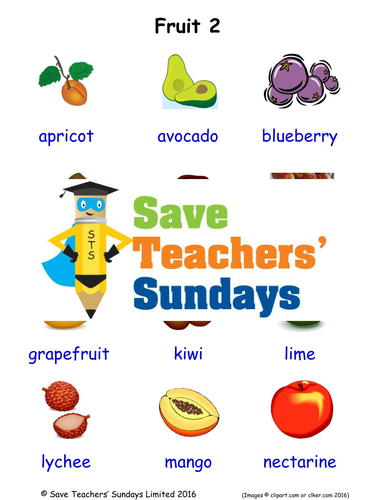 Fruits EAL/ESL Worksheets, Games, Activities and Flash Cards (with ...