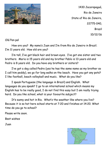 Pen Pal Letters | Teaching Resources