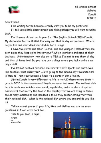Pen Pal Letters | Teaching Resources