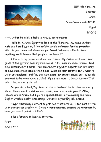 Pen Pal Letters | Teaching Resources