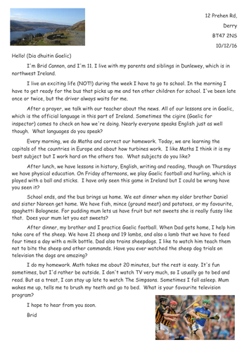 Pen Pal Letters | Teaching Resources