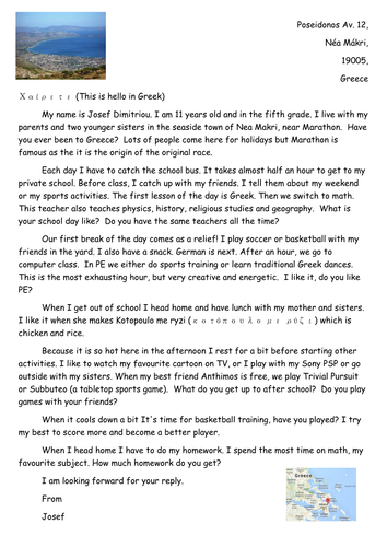 Pen Pal Letters | Teaching Resources