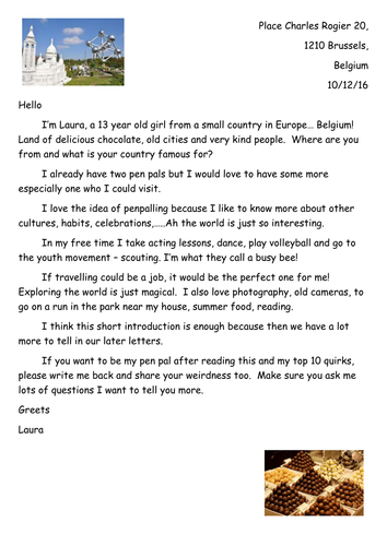 Pen Pal Letters | Teaching Resources