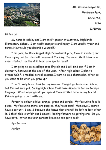 Pen Pal Letters | Teaching Resources