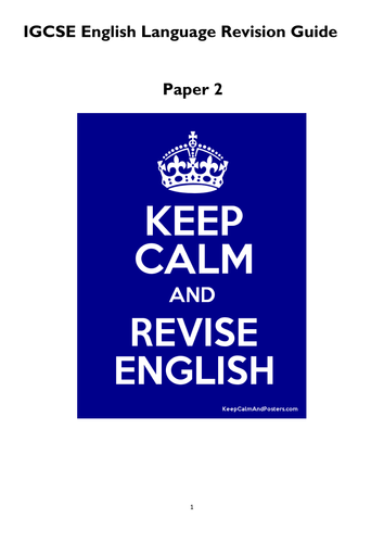 IGCSE English Language Revision Guide Paper 1 +2- Cambridge | Teaching ...