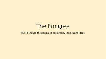 The Emigree - Poetry analysis by mcrumb | Teaching Resources