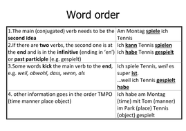 German word order rules | Teaching Resources