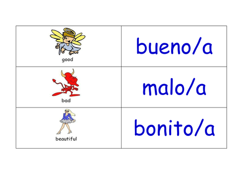 Adjectives in Spanish Flashcards (216 Spanish Adjectives Flash cards ...