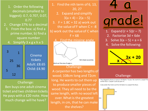 New GCSE foundation mixed starter activity 1 and 2 | Teaching Resources