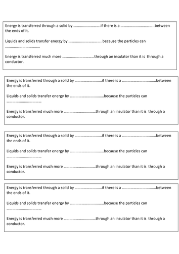 Energy transfer particles | Teaching Resources