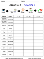 Adjectives in French Spelling Worksheets (18 worksheets) | Teaching ...