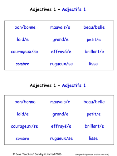 Adjectives in French Worksheets (18 French adjectives worksheets ...