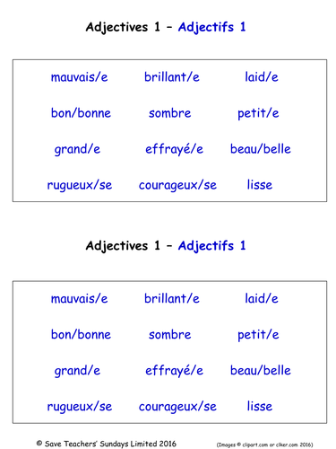 Adjectives in French Worksheets (18 French adjectives worksheets ...
