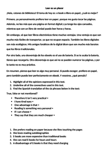 Viva Gcse Module 3 Leer Es Un Placer Teaching Resources 