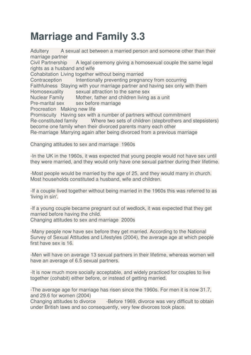 GCSE RE - MARRIAGE AND FAMILY 3.3 | Teaching Resources