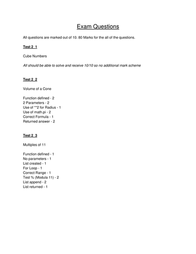 Python Assessment Teaching Resources