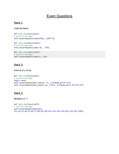 Python Assessment | Teaching Resources