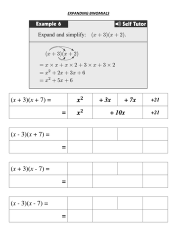 Expanding Binomials | Teaching Resources