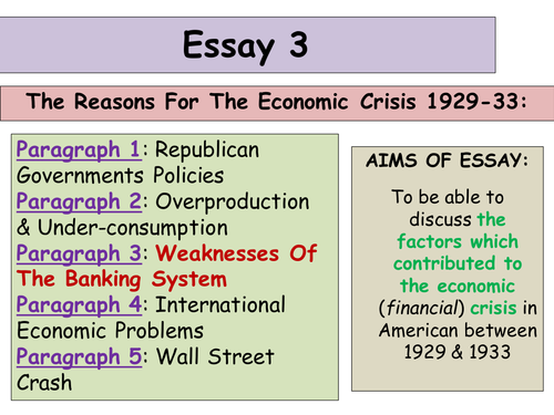 Higher History USA: Essay 3 Economic Crisis | Teaching Resources