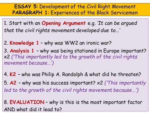 Higher History USA: Essay 5 Development of the Civil Rights Movement ...