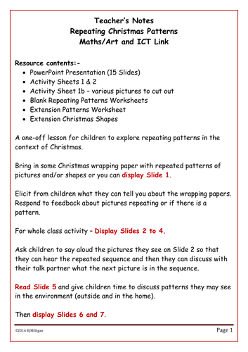 Christmas Repeating Patterns Sequences Presentation Activities Pictures ...