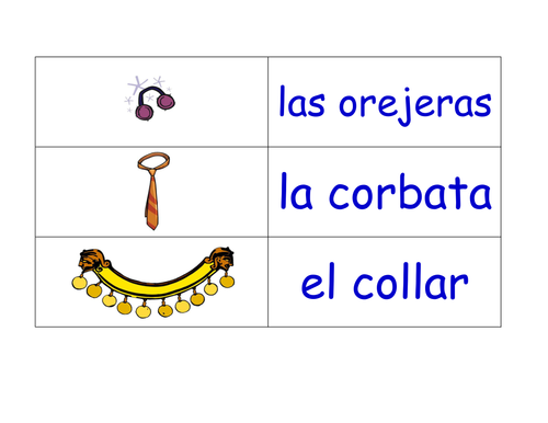 Clothes in Spanish Flashcards (36 Spanish Clothes Flash Cards ...