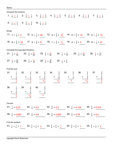 50000 Fractions Questions Worksheets KS2 Mathematics Maths | Teaching ...