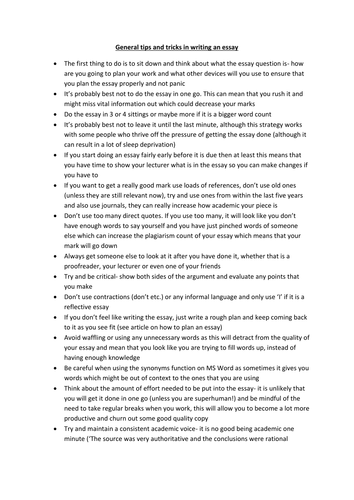 Tips and Tricks for Writing a First Class Essay | Teaching Resources