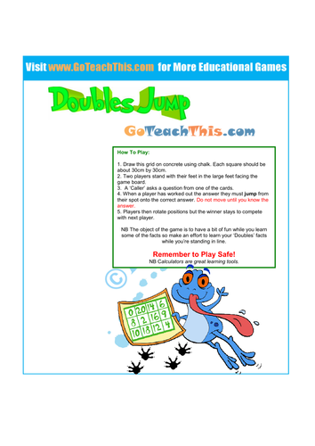 Addition Game - Doubles - Jump | Teaching Resources