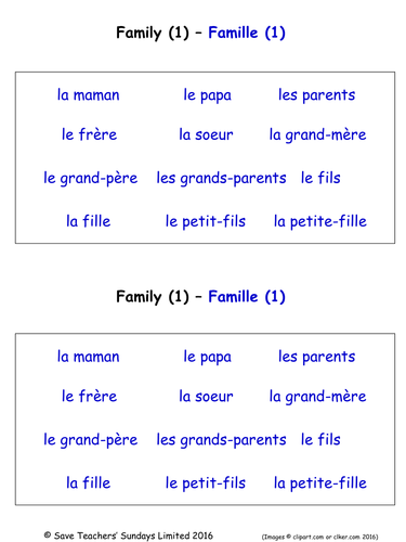Family in French Worksheets (2 Labelling Worksheets) | Teaching Resources