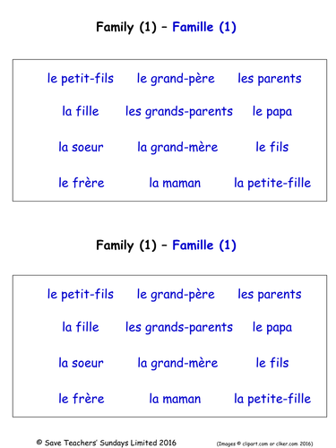 Family in French Worksheets (2 Labelling Worksheets) | Teaching Resources