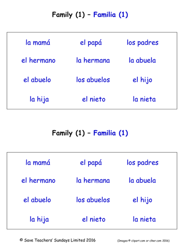 Family in Spanish Worksheets (2 Labelling Worksheets) | Teaching Resources