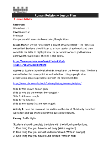 Lesson 4: Roman Religions | Teaching Resources