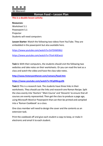 Lesson 5: Roman Food | Teaching Resources