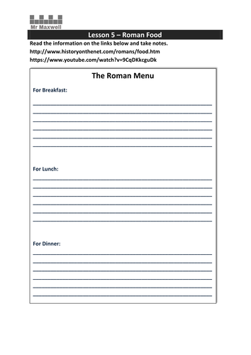 Lesson 5: Roman Food | Teaching Resources