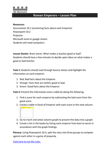 Lesson 10: Roman Emperors | Teaching Resources