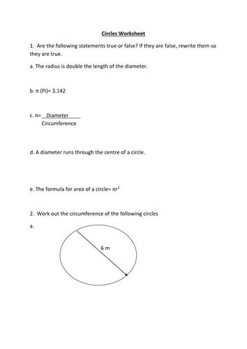 GCSE Maths Foundation Worded Circumference and Area of a Circle ...