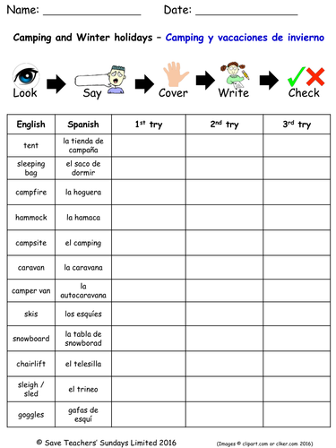 Holidays in Spanish Spelling Worksheets (2 worksheets) | Teaching Resources