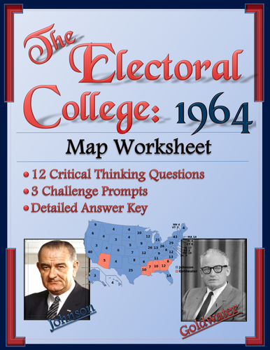 1964 Electoral College Worksheet: Election of 1964 Map Worksheet ...
