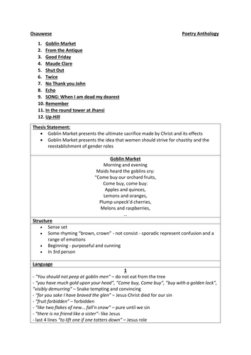 ANALYSED Christina Rossetti's Poems: AS English Literature: | Teaching ...