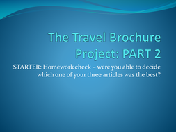 KS3: Introduction to the Media - Travel Brochure Project | Teaching ...