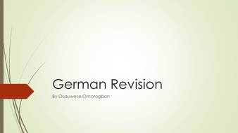 German GCSE Revision: Tense and Vocab | Teaching Resources