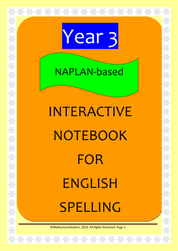 Preparation for NAPLAN: Years 3 - 9 Interactive Notebook for Spelling ...