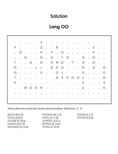 Long OO Vowel Team: Phonics Worksheet: Digraphs Word Search/ Coloring ...