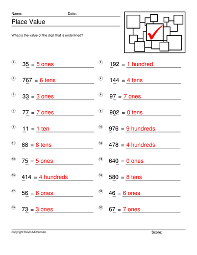 Place Value 100 Worksheets with Answers Maths Mathematics | Teaching ...