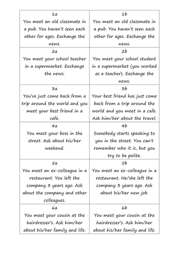 Present Perfect and Past Simple role-plays | Teaching Resources