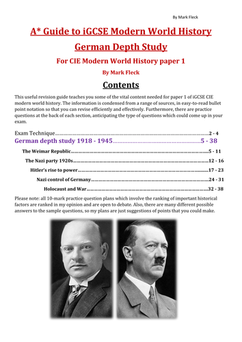 German Depth Study iGCSE CIE revision guide | Teaching Resources German Depth Study iGCSE CIE revision guide | Teaching Resources