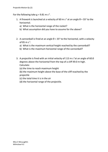 Projectile Motion | Teaching Resources Projectile Motion | Teaching Resources