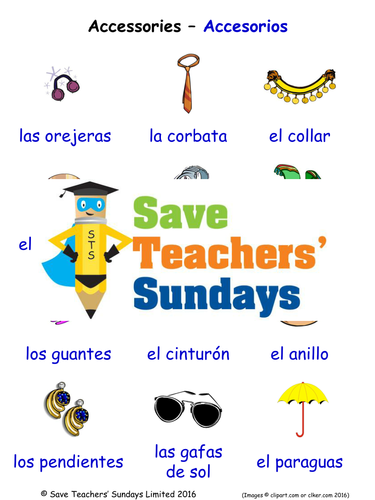 Accessories in Spanish Worksheets, Games, Activities and Flash Cards ...